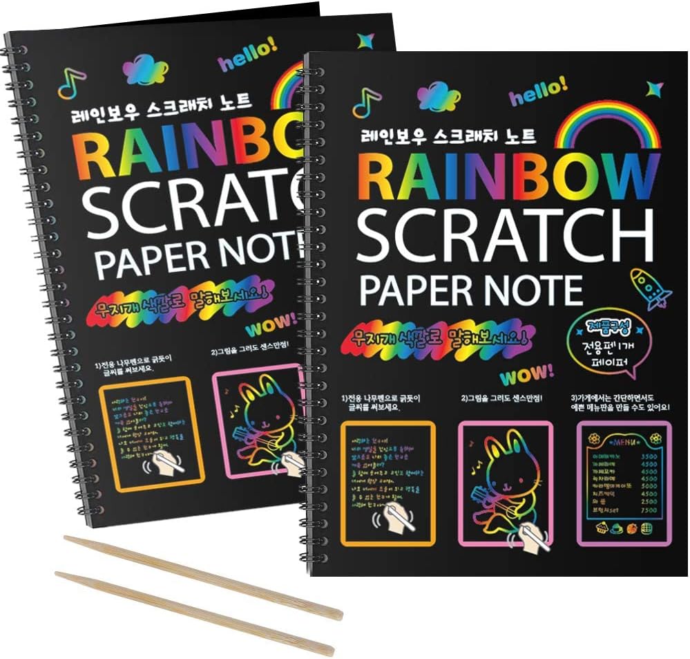 Rainbow Scratch Art Notebook – Fun DIY Drawing Pad for Kids (BUY 1 GET ...