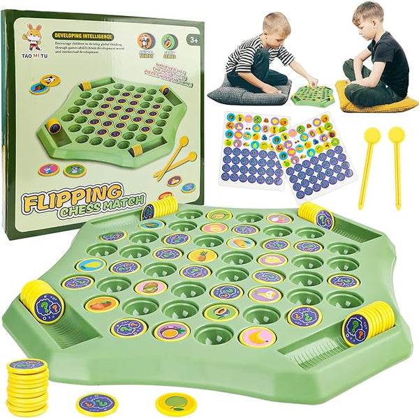Flip & Match Animal Memory Game Board 4-Player Educational Puzzle Toy ...