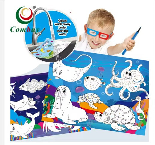 Kids’ 3D Animal Coloring Book with Markers – Includes 8 Animal Scenes ...